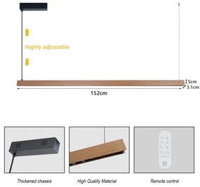 Immax NEO 07304L - LED Stm lustr na lanku MADEIRA 33W/230V Wi-Fi Tuya 152 cm dub