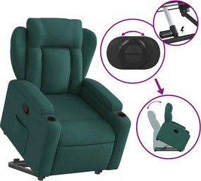Zvedací polohovací křeslo tmavě zelené textil 3204488