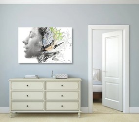 Obraz žena s malovanými květinami - 60x40 cm