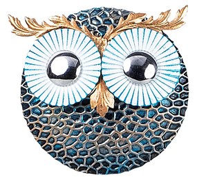 Wallexpert Dekorativní kovový nástěnný doplněk Owl 3 - Silver, Vícebarevná