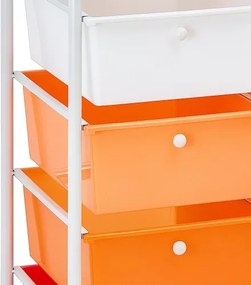 Pojízdný vozík se zásuvkami, Dvouřadý úložný organizér s 15 zásuvkami VEVOR – Bílá, Oranžová, Červená