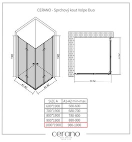 CERANO - Sprchový kout Volpe Duo L/P - chrom, transparentní sklo - 100x100 cm - skládací