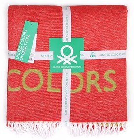 Červeno-zelená deka United Colors of Benetton 60% bavlna 40% akrylová tkanina / 140 x 190 cm