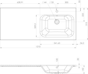 Sapho Lorea koupelnová skříňka pod umyvadlo 120 x 46 x 51,5 cm (30P+90cm) pravá bílá mat LE090-3131-R-04