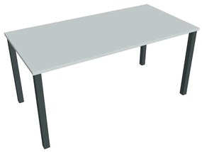 Stůl jednací rovný 160 cm - Hobis Uni UJ 1600 Dekor stolové desky: šedá, Barva nohou: černá