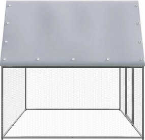 Klec pro kuřata stříbrná a šedá 3 x 2 x 2 m pozinkovaná ocel 155889
