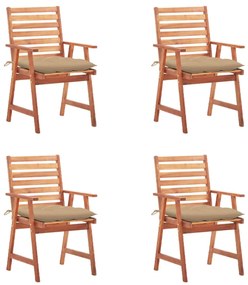 Zahradní jídelní židle s poduškami 4 ks masivní akáciové dřevo,  3078338