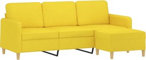 3místná pohovka s podnožkou světle žlutá 180 cm textil 3201197