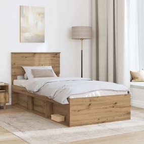 Rám postele s čelo Umělecký dub 100 x 200 cm Kompozitní dřevo 3407921