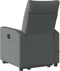 Zvedací masážní polohovací křeslo tmavě šedé textil 3324060