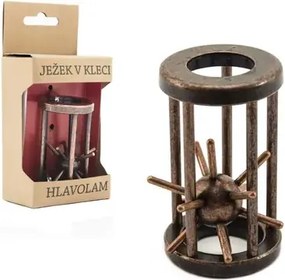 Teddies Hlavolam ježek v kleci hnědý / Hlavolam / Kov / 4,5x7,5 cm / o
