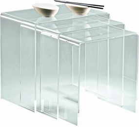 XXXLutz SADA ODKLÁDACÍCH STOLKŮ, čiré, plast, 34/39/44/38/40/42/29.5 cm - Online Only konferenční stolky - 000476000401