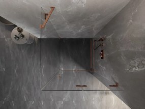 Mexen Lunar-F, skopný sprchový kout pravý 100 x 100 cm, 8mm čiré sklo, profil měděná matná, 836-100-100-65-00-P