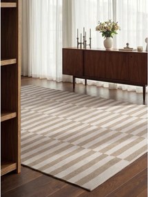 Bílý/světle hnědý oboustranný/ručně tkaný vlněný koberec 200x300 cm Vika – Hanse Home