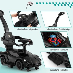 Costway 3 v 1 Lamborghini Push Car se světlomety a hudbou a – černý