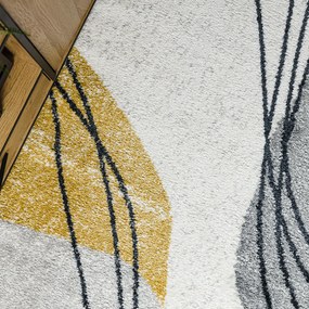 Dywany Łuszczów, Kusový koberec Fusion 5868 white/yellow, 80x150, šedá, kancelář