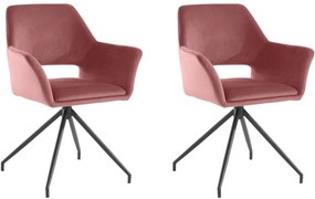 Danish style Jídelní židle Vienna (SADA 2 ks), samet, černá / růžová