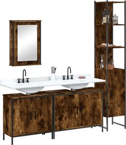 vidaXL 4dílný set koupelnového nábytku kompozitní dřevo [3214810] Barva: hnědý dub
