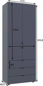 Skříň dvoudveřová Gelar 77.5 cm Grafit