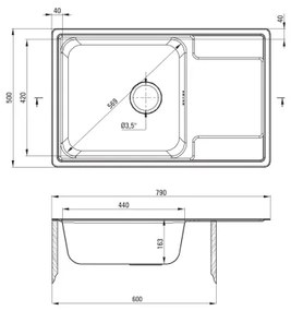 Deante ZEO_011C - Kuchyňský dřez SOUL 50x79 cm satin