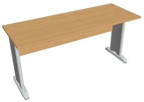 Stůl pracovní rovný 160 cm hl. 60 cm - Hobis Cross CE 1600 Dekor stolové desky: buk, Dekor lamino podnože: buk, Barva nohou: Stříbrná