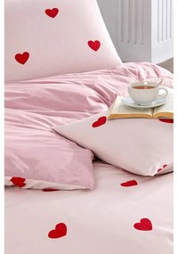Růžové povlečení na dvoulůžko/prodloužené s prostěradlem/4dílné 200x220 cm Red Heart – Mila Home