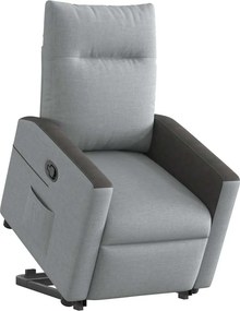 Zvedací polohovací křeslo světle šedé textil 3324052
