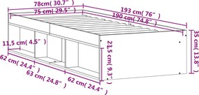 vidaXL Rám postele 75 x 190 cm Small Single [3203849] Barva: kouřový dub