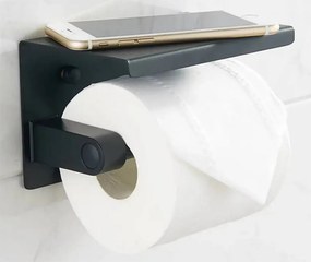 Verk Group Držák toaletního papíru s poličkou na telefon černý půdní wc ocelový