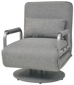 Otočné křeslo rozkládací světle šedé textil 244666