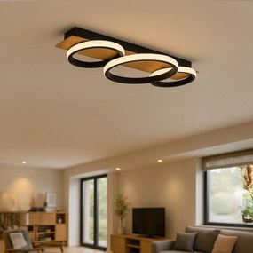 Stropní LED svítidlo Rowena, 3x LED 18w, 4000k, b/imitace dřeva