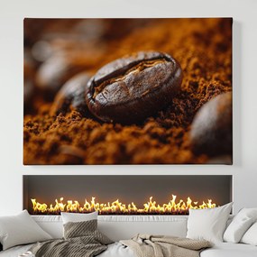 Obraz na plátně - Káva, velké zrnko FeelHappy.cz Velikost obrazu: 210 x 140 cm