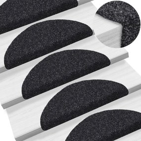 Schodové rohože samolepicí 15 ks 56 x 17 x 3 cm černé, půlkulaté 132692
