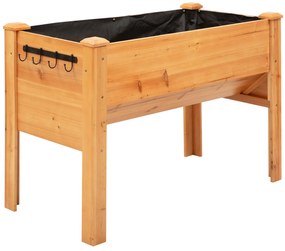 Vyvýšený záhonový truhlík na bylinky Outsunny ze dřeva s odtokovým otvorem a háčky, truhlík na nohy 124x60x81 cm v přírodní barvě | Aosom.de