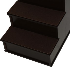 PawHut schody pro psy/kočky s kobercem, pomoc při vstupu, MDF, tmavě hnědá, 40x59x54,2cm