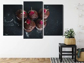 Vícedílný obraz Čokoládové Muffiny S Růží Nedostatek Nedostatek Přírodní plátno 180x120