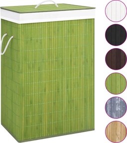 vidaXL Bambusový koš na prádlo s jednou přihrádkou [245582] Barva: Zelená