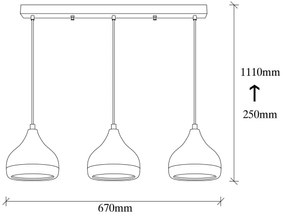 Lustr na lanku YILDO 3xE27/40W/230V