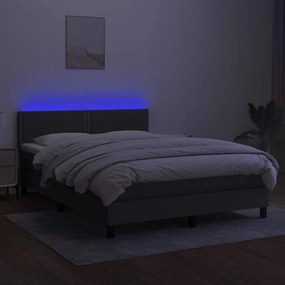 Box spring postel s matrací a LED tmavě šedá 140x190 cm textil 3133070