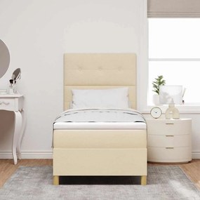 Postel s boxspringem s čelo Krémová 100 x 200 cm textil 3339600