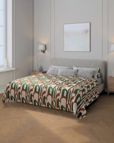 Přehoz na postel 220x260 cm barva zelená látka pletený vzor, vzorované