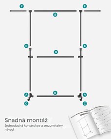 Stojan na oblečení dvoustupňový JASON 101-165x49x113-180cm, černá SongmicsHome