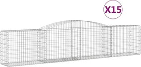 Klenuté gabionové koše 15ks 400x50x80/100 cm pozinkované železo 3146992
