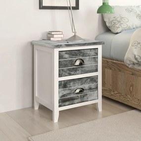 Noční stolek šedý a bílý 38 x 28 x 45 cm dřevo pavlovnie - Default Title