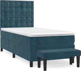 Box spring postel s matrací tmavě modrá 80 x 200 cm samet 3138053