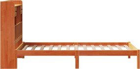 Postel s knihovnou bez matrace hnědá 100x200 cm masiv borovice 3321642