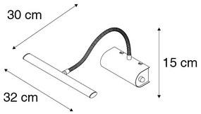 Designová nástěnná lampa černá 32 cm vč. LED se stmívačem - Tableau