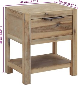 Noční stolek se zásuvkou 40 x 30 x 48 cm masivní akácie 245683