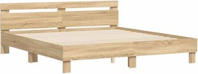 Rám postele s čelem dub sonoma 200 x 200 cm kompozitní dřevo 3207394