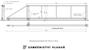 Samonosná posuvná brána š. 450 - 500 cm x v. 120 cm
